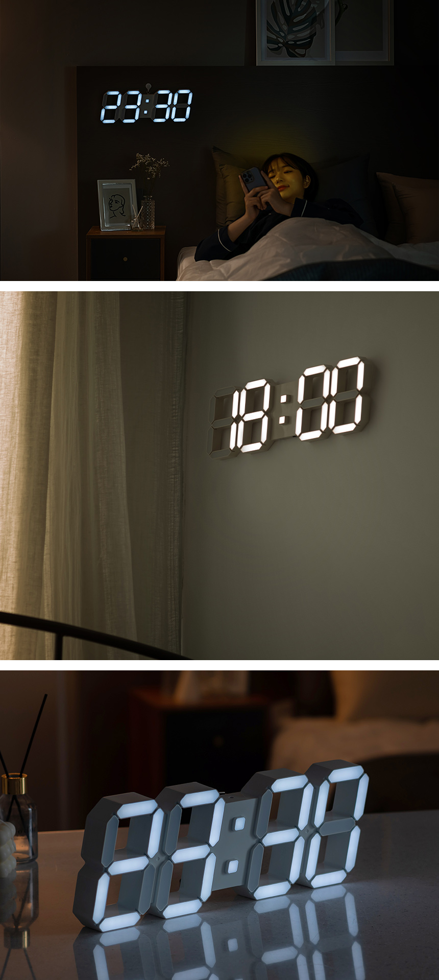 플라이토 코드리스 무선 인테리어 3D LED 벽시계 38cm | 한샘...